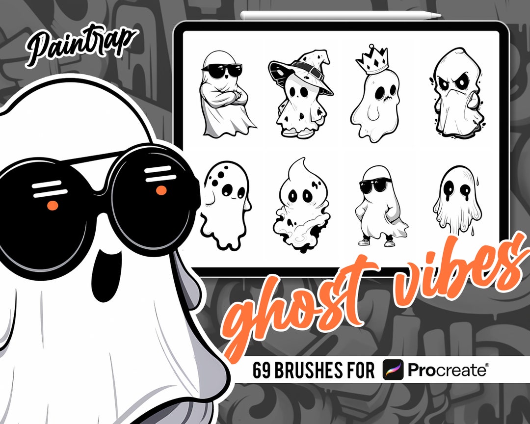 Ghost Stamp Brushes for Procreate - 69 Ghost Vibes Stamp Brushes Pack ...