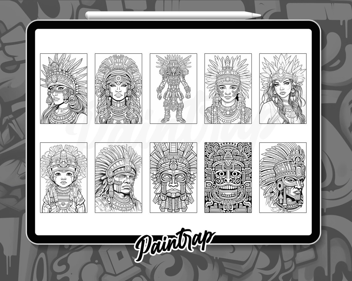 Aztec Stamp Brushes for Procreate - 50 Aztec Style History Pattern ...