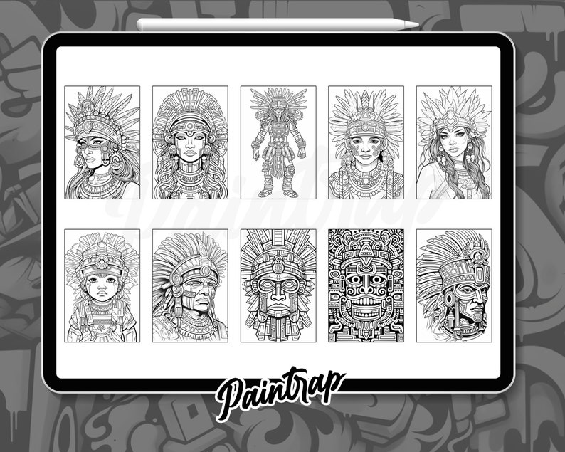 Aztec Stamp Brushes for Procreate - 50 Aztec Style History Pattern ...