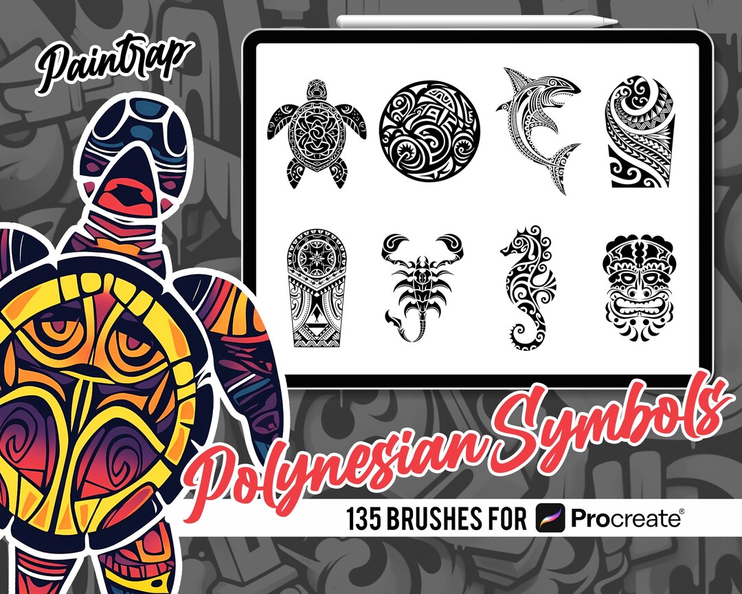 Polynesian Symbol Tattoo Stencil Stamp Brushes for Procreate 135 ...