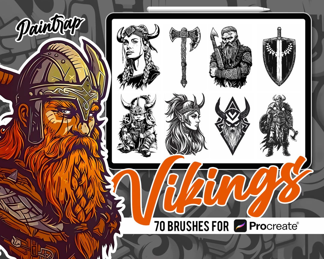Viking Stamp Brushes for Procreate - 70 Vikings Style Stamp Brushes ...