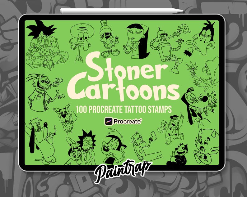 Classic Cartoon Stoner Characters Procreate Stamps - 100 Stoner 420 ...
