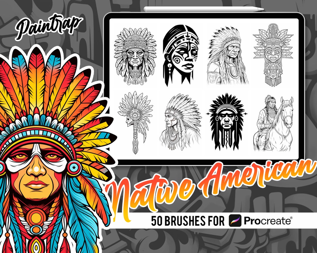 Native American Stamp Brushes for Procreate - 50 Native American Indian ...