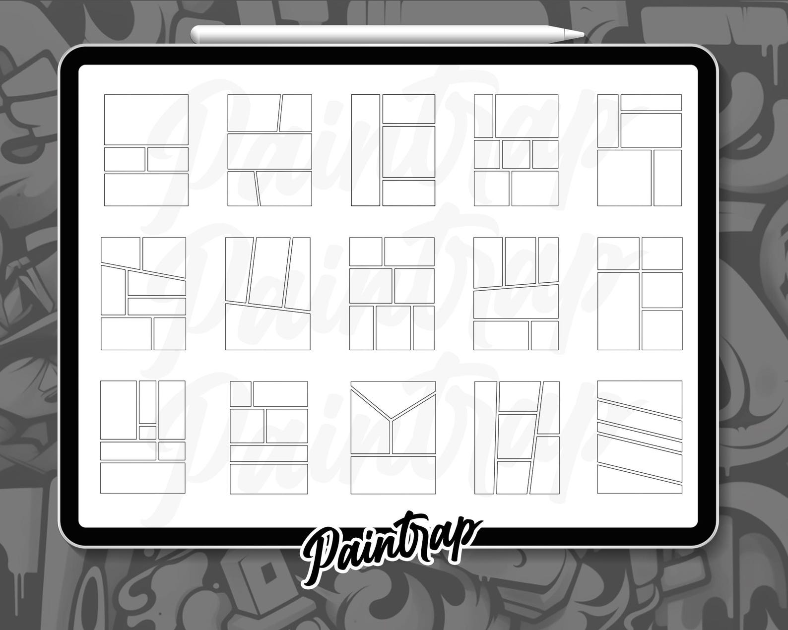 Comic Book Page Layout Templates for Procreate - 120 Comic Page ...