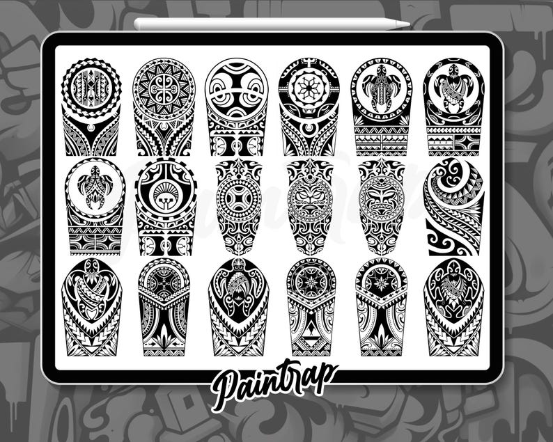 Polynesian Maori Tattoo Procreate Stamp Brushes Set - 448 Polynesian ...