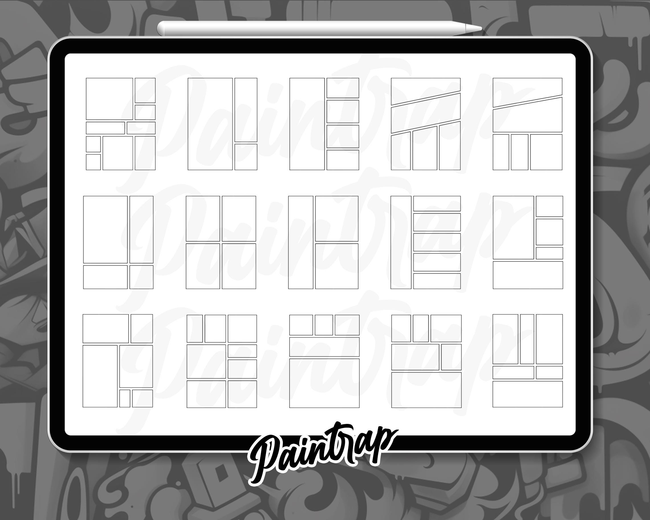 Comic Book Page Layout Templates for Procreate - 120 Comic Page ...