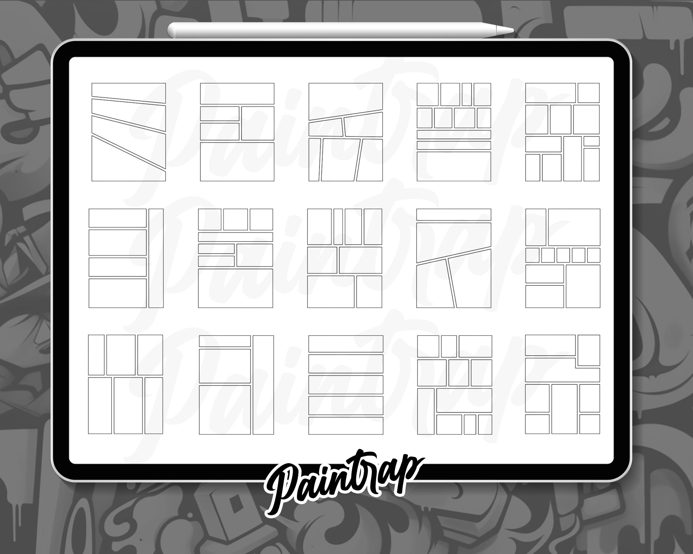 Comic Book Page Layout Templates for Procreate - 120 Comic Page ...