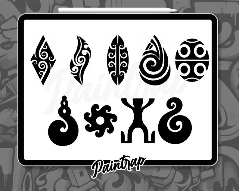 Polynesian Maori Symbol Tattoo Stencil Stamp Brushes for Procreate ...