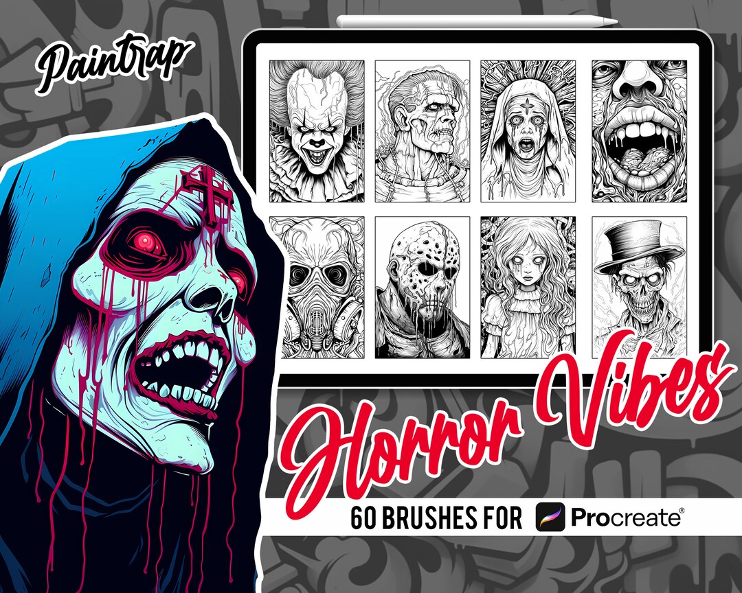 Horror Stamp Brushes for Procreate - 60 Horror Vibes Stamp Brushes Pack ...
