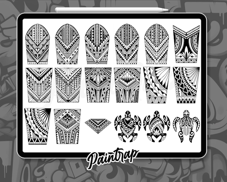 Polynesian Maori Symbol Tattoo Stencil Stamp Brushes for Procreate ...