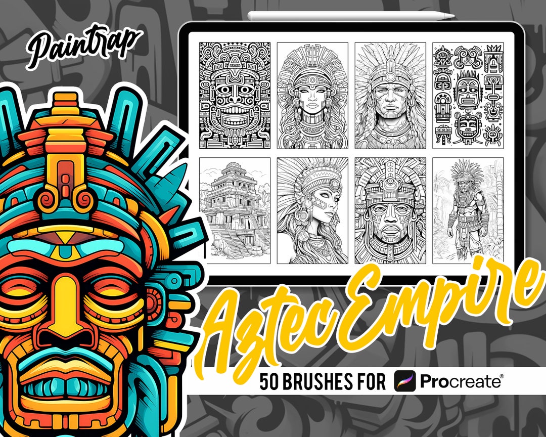Aztec Stamp Brushes for Procreate - 50 Aztec Style History Pattern ...