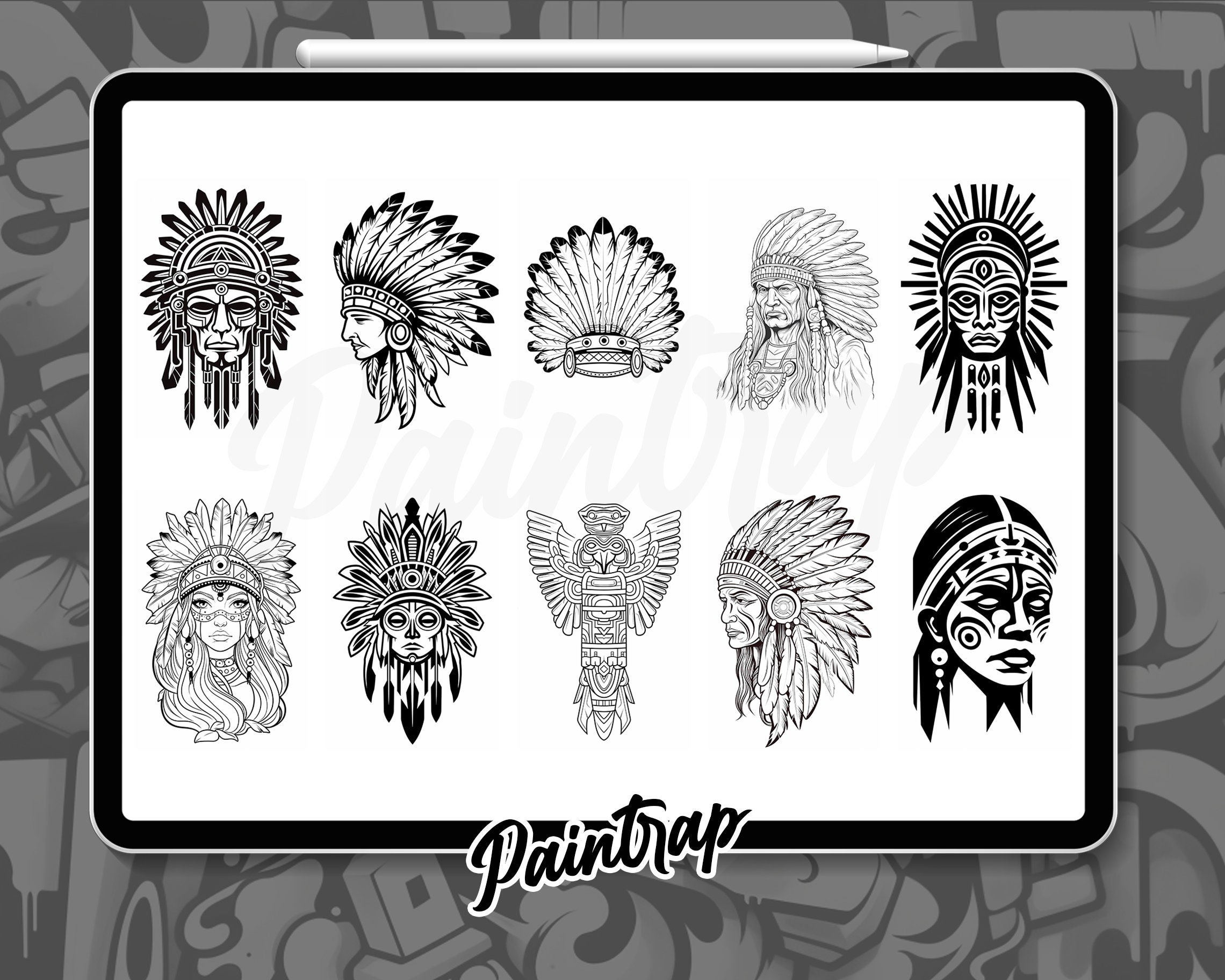 Native American Stamp Brushes for Procreate - 50 Native American Indian ...