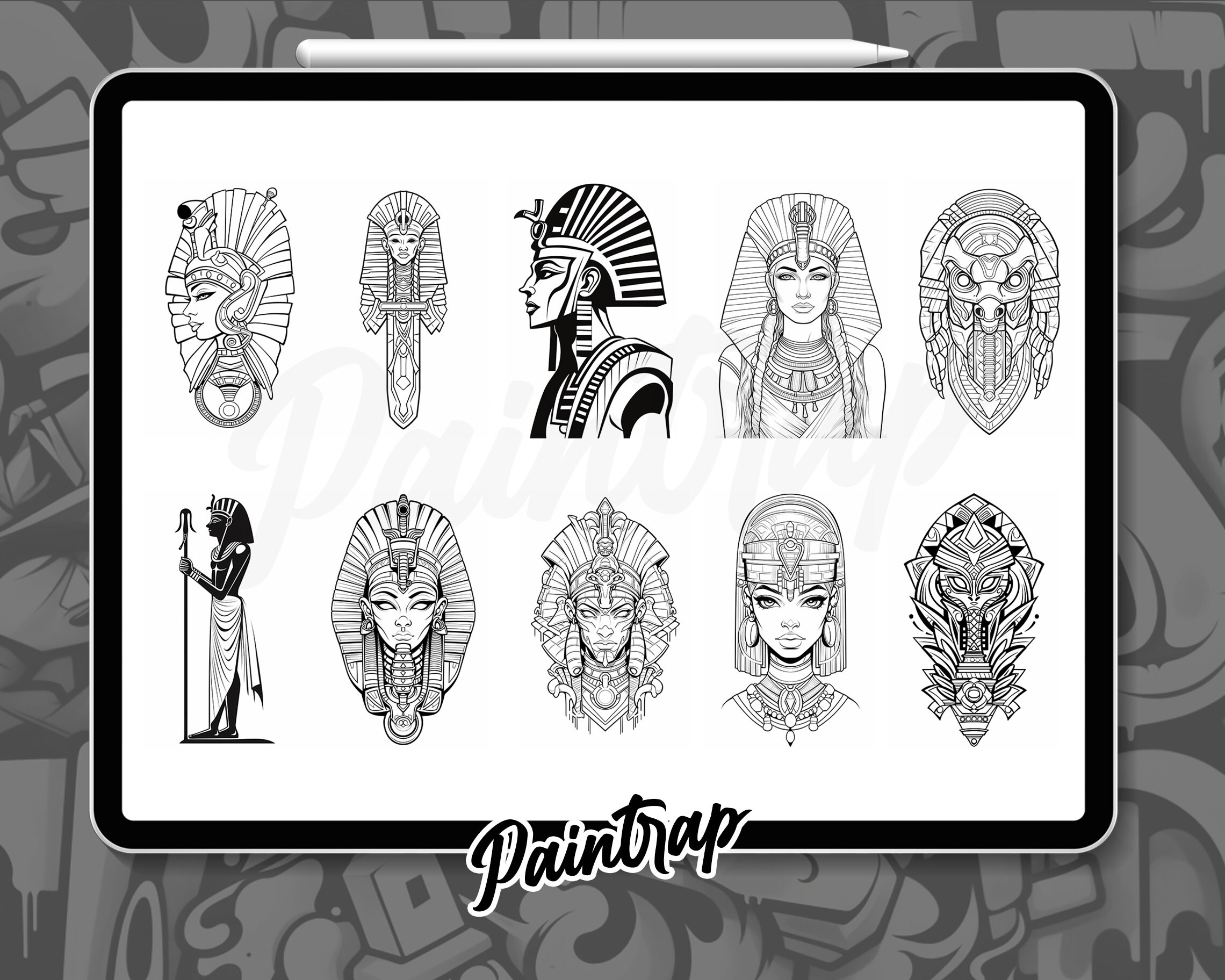 Egyptian Stamp Brushes for Procreate - 50 Ancient Egyptian Style Stamp Brushes Pack - Instant ...