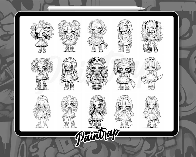 Anime Chibi Horror Girls Stamp Brushes for Procreate 100 - Etsy