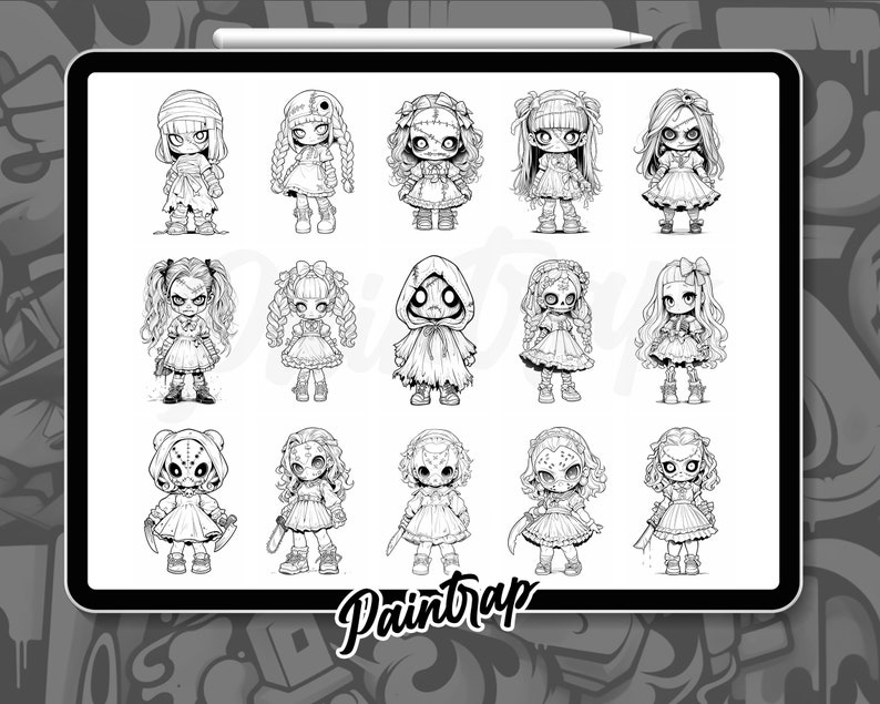 Anime Chibi Horror Girls Stamp Brushes for Procreate 100 - Etsy