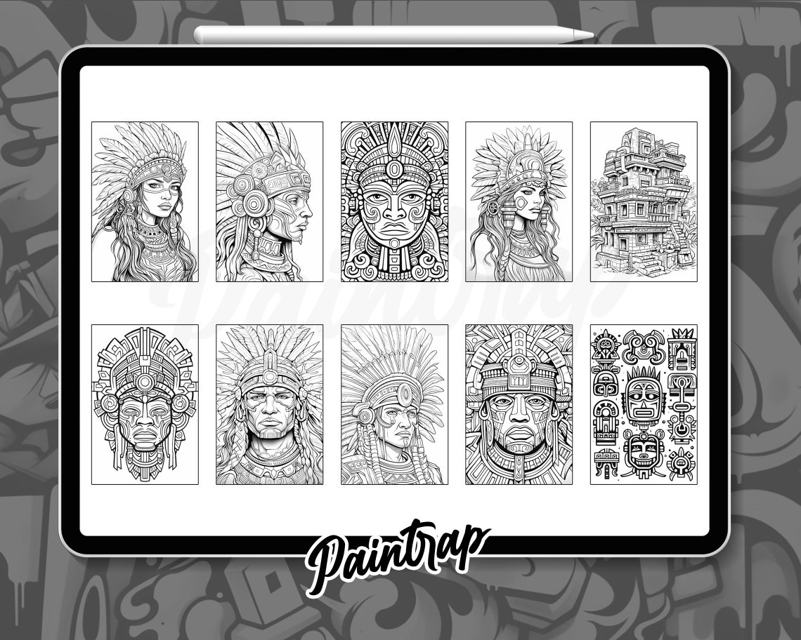 Aztec Stamp Brushes for Procreate - 50 Aztec Style History Pattern ...