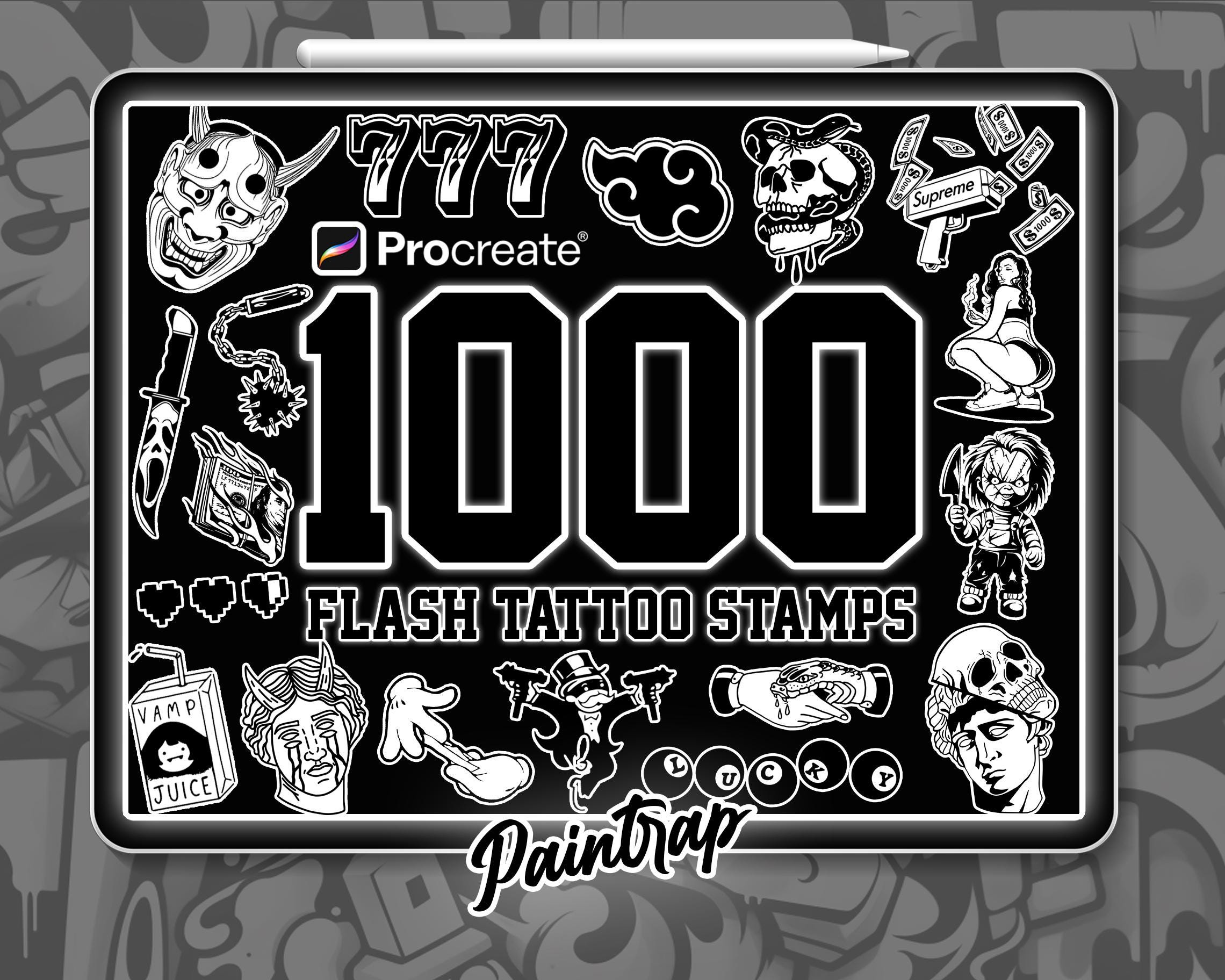 Procreate Flash Tattoo Stamps Bundle - 1000+ Flash Tattoo Style ...