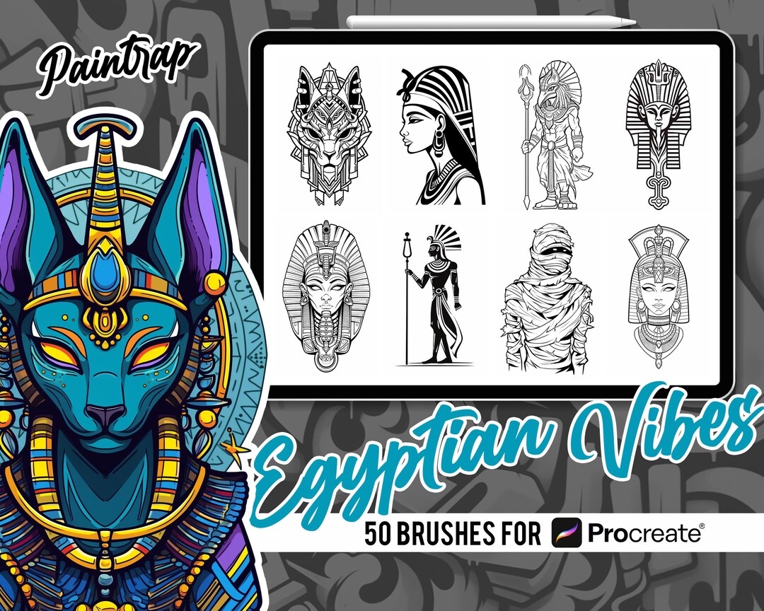 Egyptian Stamp Brushes for Procreate - 50 Ancient Egyptian Style Stamp Brushes Pack - Instant ...