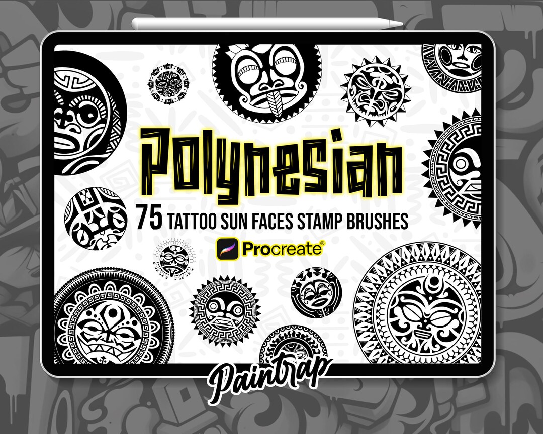 Polynesian Maori Sun Faces Tattoo Stamp Brushes for Procreate - 75 ...