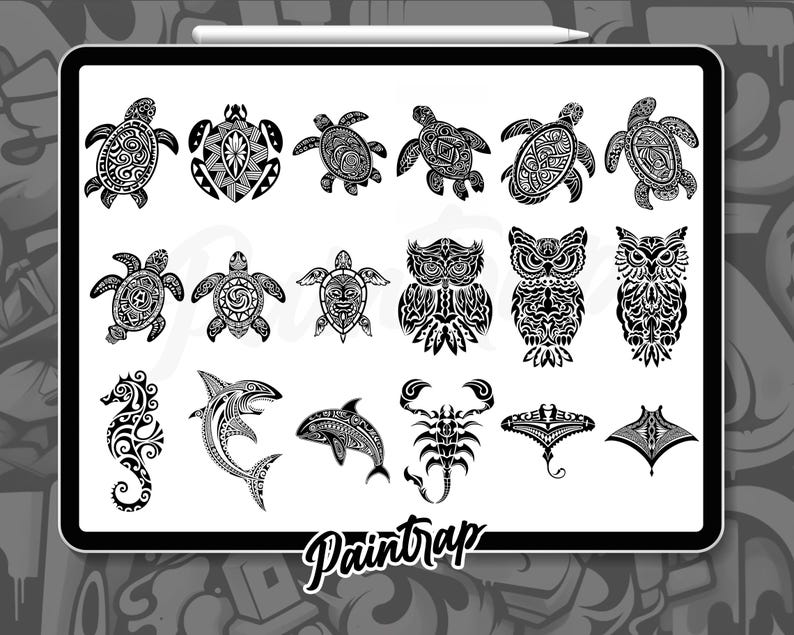 Polynesian Maori Tattoo Procreate Stamp Brushes Set - 448 Polynesian ...