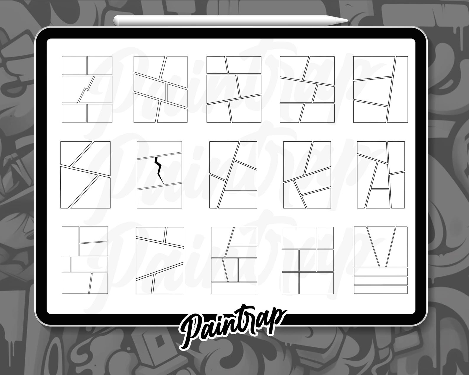 Comic Book Page Layout Templates for Procreate - 120 Comic Page ...