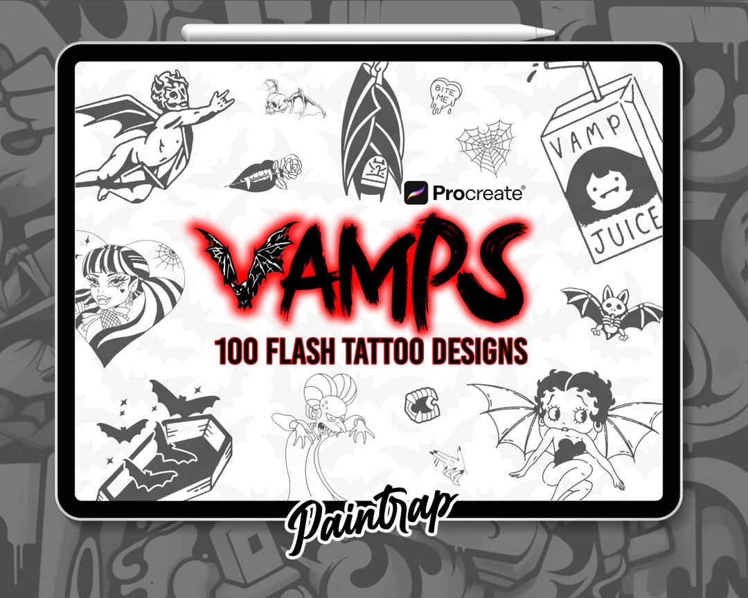 Vampire Flash Tattoo Stamps for Procreate - 100 Vamps Vampire Style ...