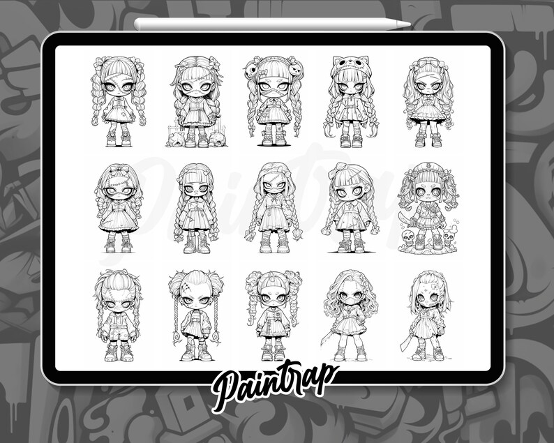 Anime Chibi Horror Girls Stamp Brushes for Procreate 100 - Etsy