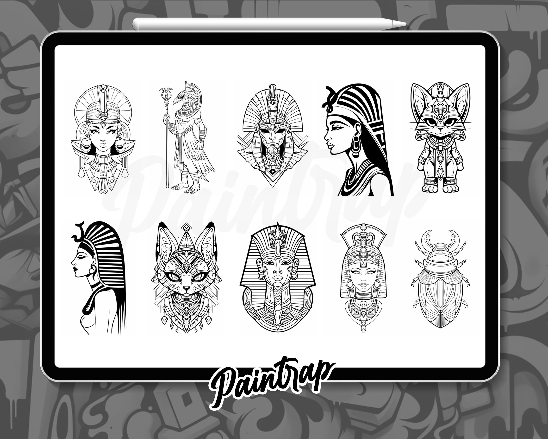 Egyptian Stamp Brushes for Procreate - 50 Ancient Egyptian Style Stamp Brushes Pack - Instant ...