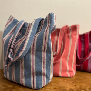Handmade Striped Cloth Tote Bag: Everyday Beach Bag - Etsy