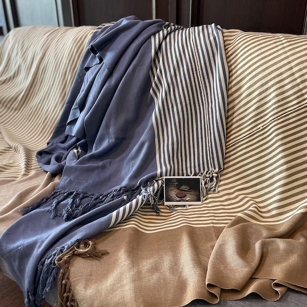 Brown Blue Throw Blanket - Etsy