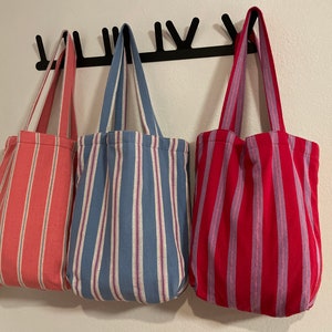 Handmade Striped Cloth Tote Bag: Everyday Beach Bag - Etsy