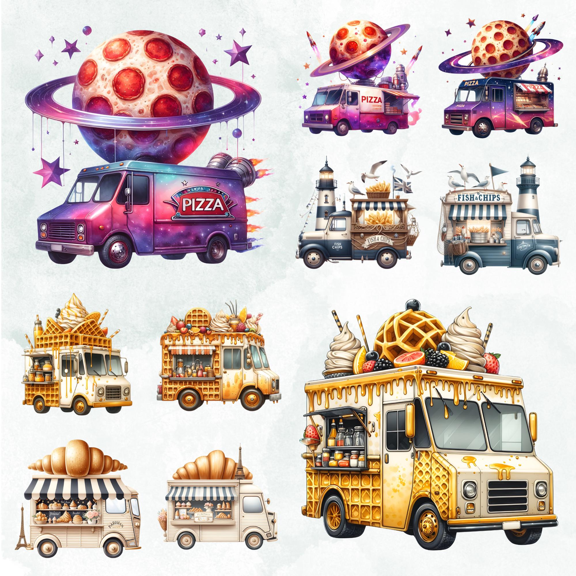 26 Food Truck Clipart Bundle Commercial Use PNG | Cute Taco Pizza Ice ...