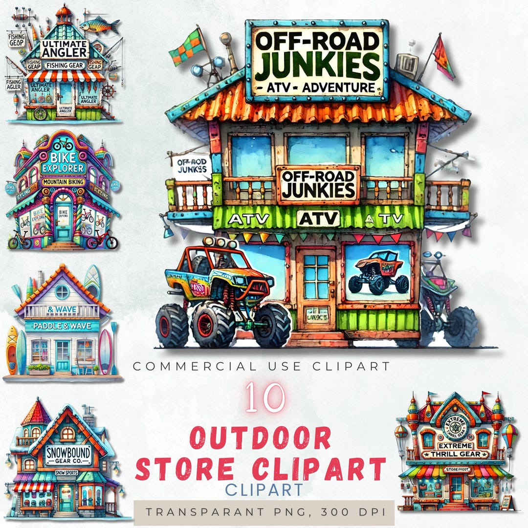 Outdoor Store Clipart, Adventure Shop PNG, Off-road ATV Store ...