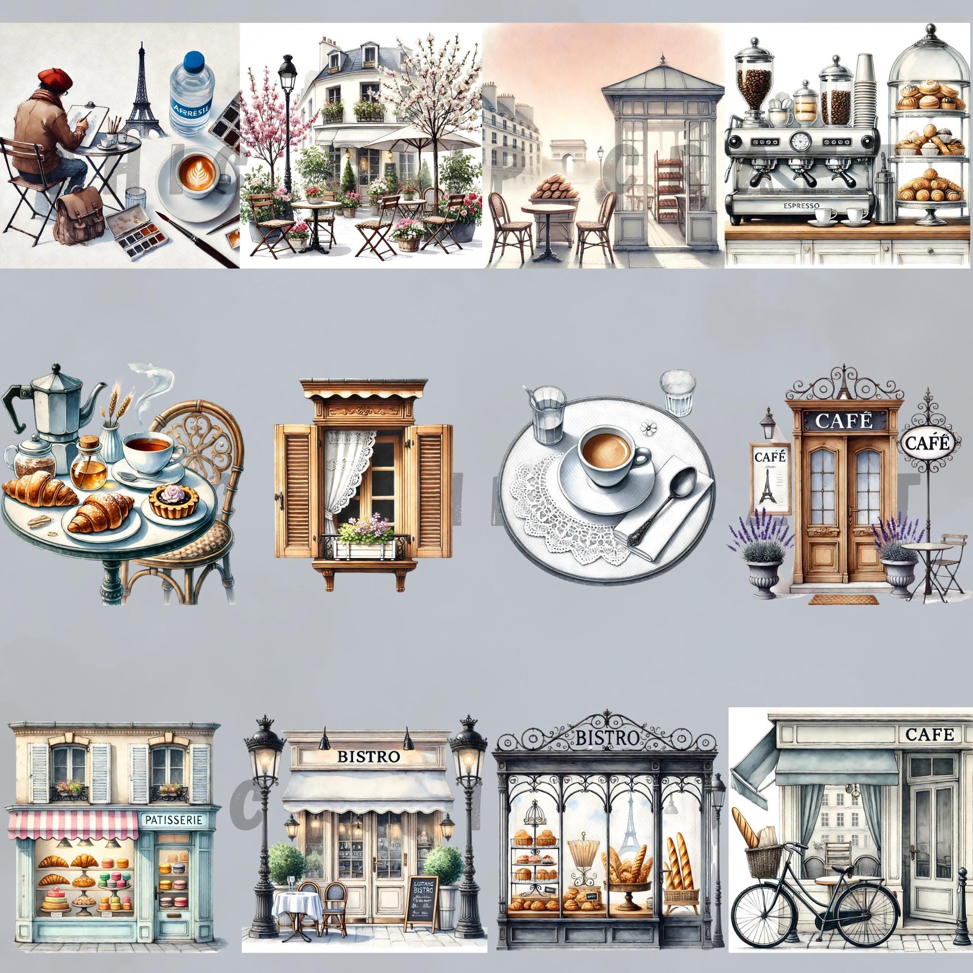 Vintage Parisian Cafe Print, French Bistro Wall Art (digital Download ...