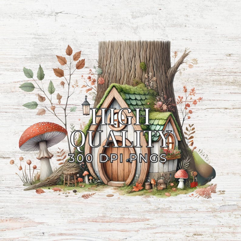 Mini Woodland Animal Huts Clipart Set - 9 Transparent PNG Images, Cute ...