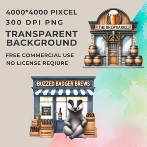 Beer Shop Clipart PNG Bundle | Cozy Brewery Illustrations (commercial ...
