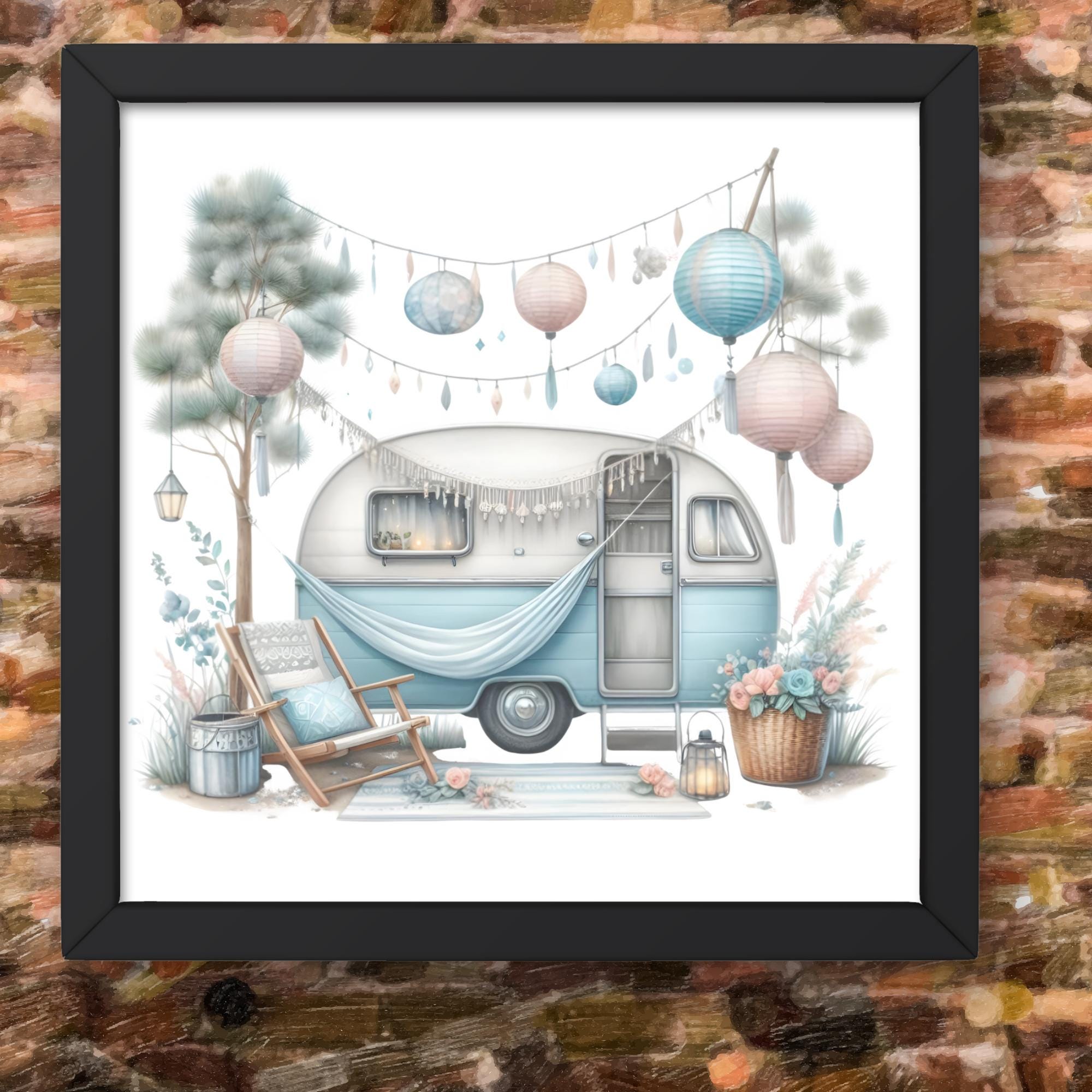 70 Whimsy Camping Van Clipart Bundle | Boho Camper Van Pngs With Floral ...