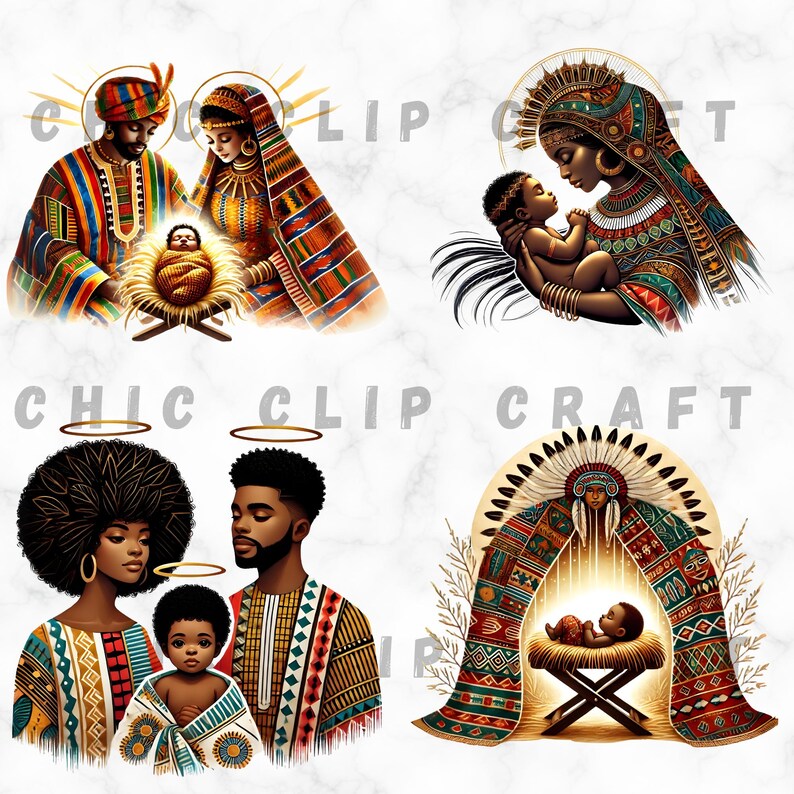 African American Nativity Clipart - Diverse Christmas Scene PNG ...