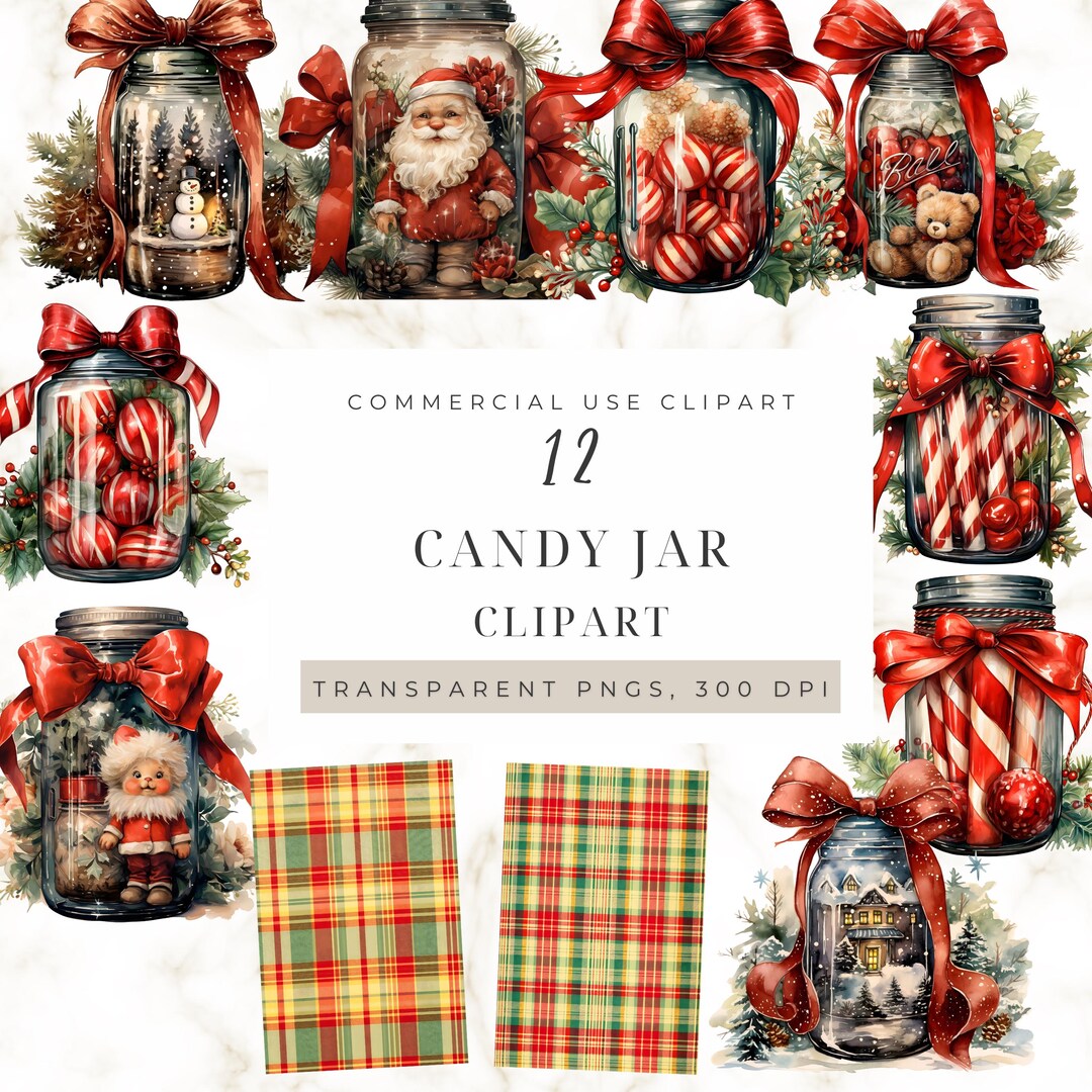 Cute Candy Jar Clipart - Watercolor Digital Download for Scrapbooking ...