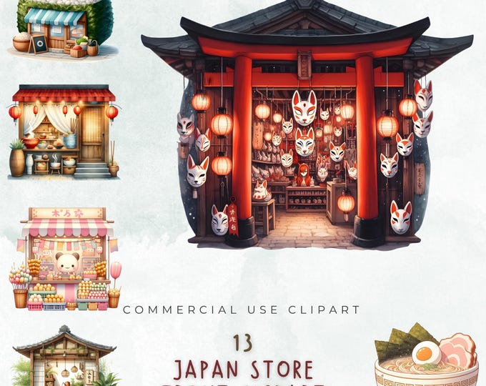 Japanese Storefronts Clip Art: Watercolor Edo Era Market (PNG) - Etsy ...