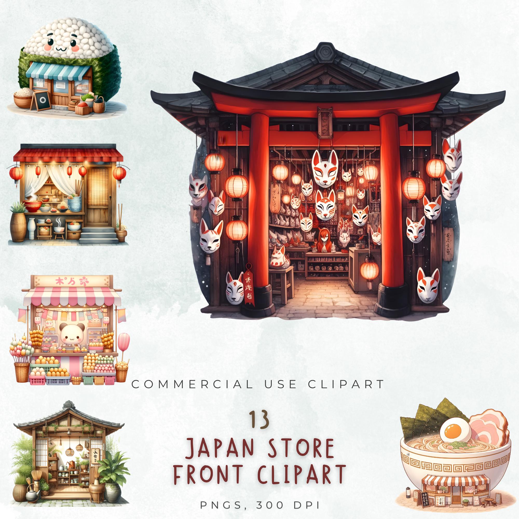 Vintage Japan Storefront Clipart – Retro Asian Market PNG (digital ...