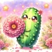 10 Cute Pickle Cucumber Clipart PNG Bundle | Kawaii Pickle Holding ...