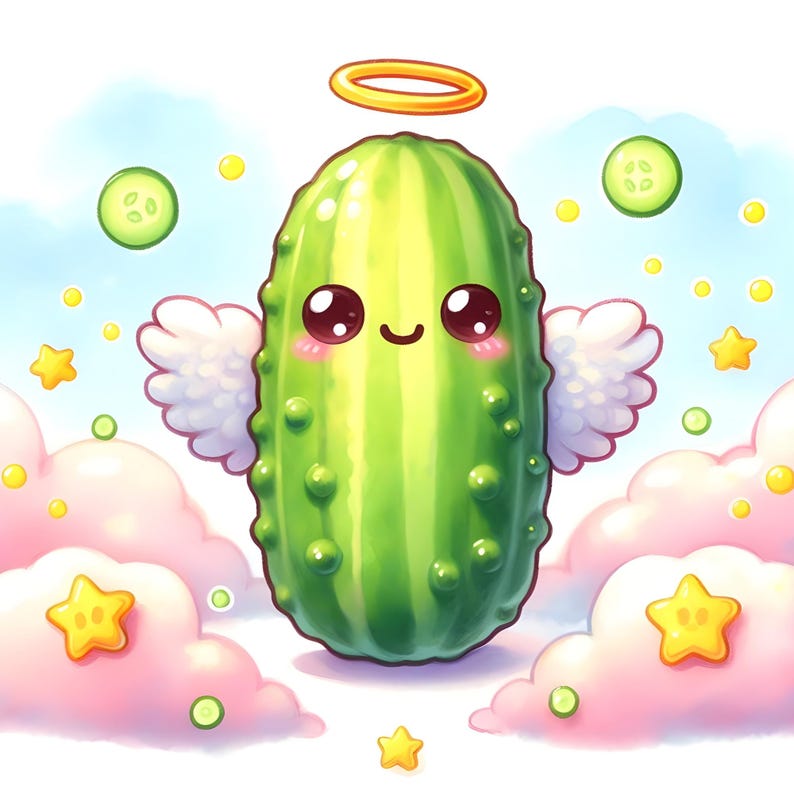 Kawaii Pickle Clipart Bundle | Romantic Veggie Art (PNG, 300 DPI) - Etsy