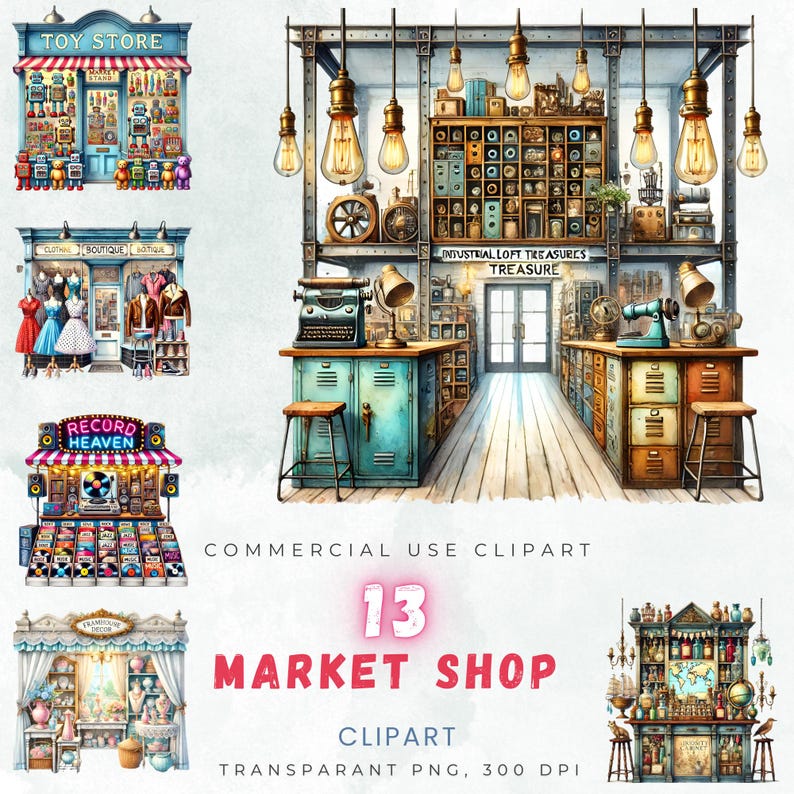 Vintage Storefront Clipart, Retro Market Shop PNG (digital Download) - Etsy