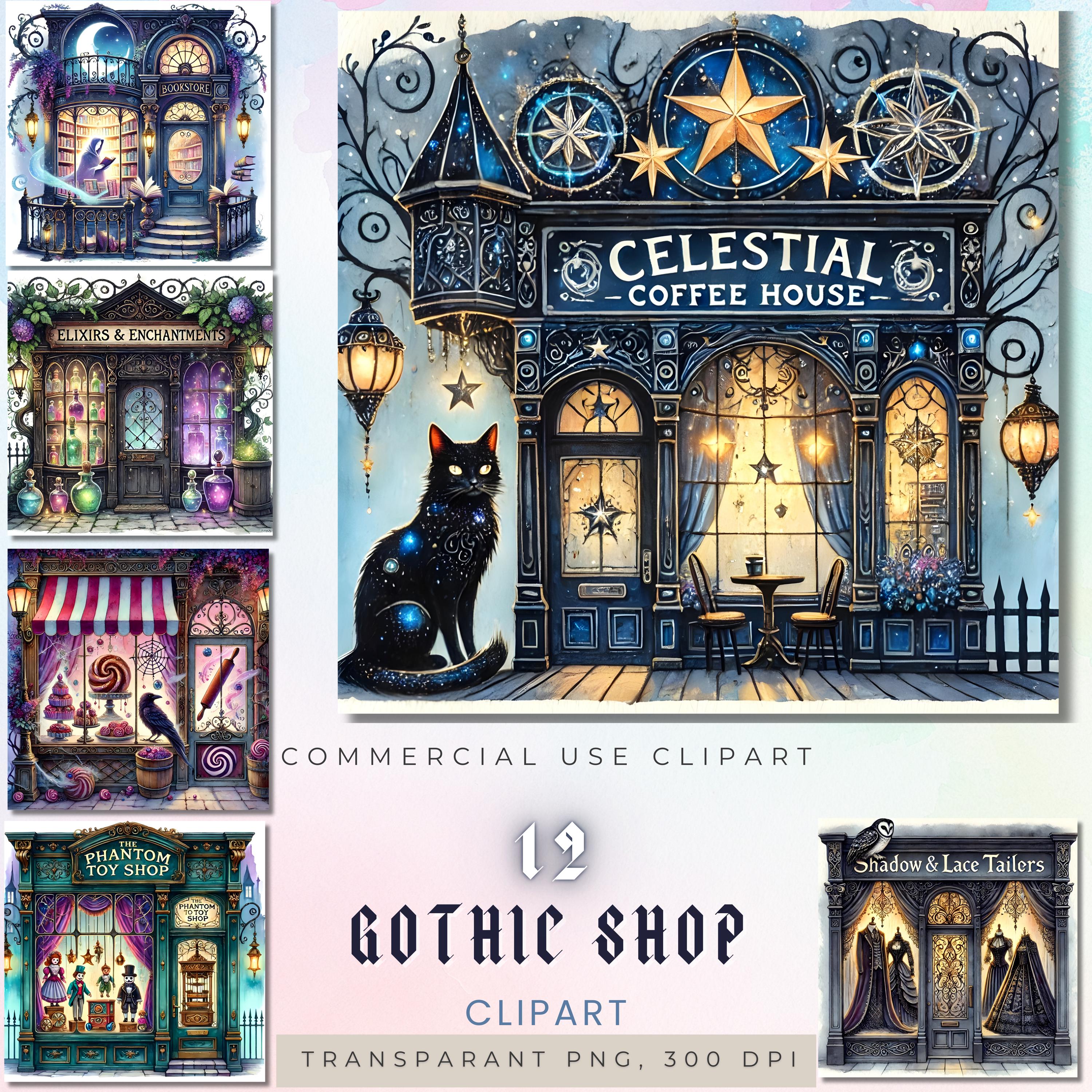 Gothic Shop Clipart, Mystical Storefront PNG, Apothecary Illustration ...