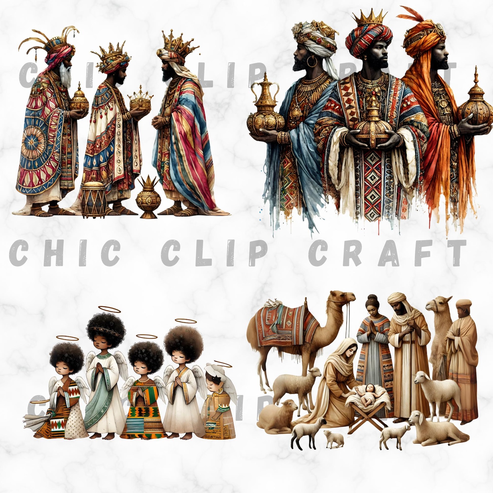African American Nativity Clipart - Diverse Christmas Scene PNG ...