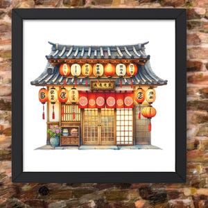 Edo Japan Store Clipart Set, Kimono Shop, Lantern, Candy Market (PNG ...