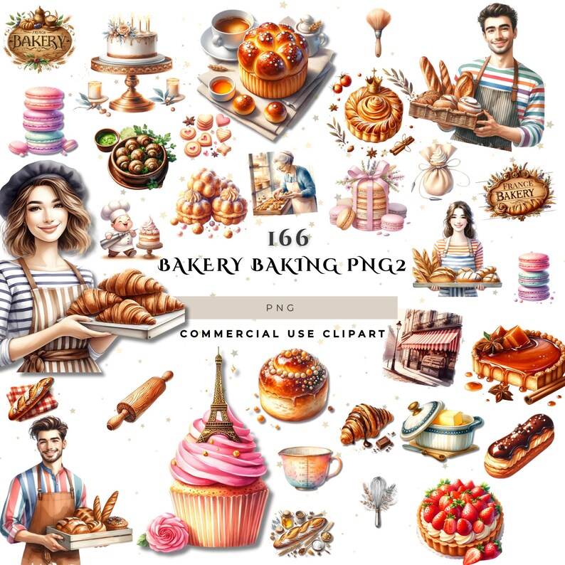 Vintage Bakery Baking Clipart Set - Commercial Use Graphics - Etsy