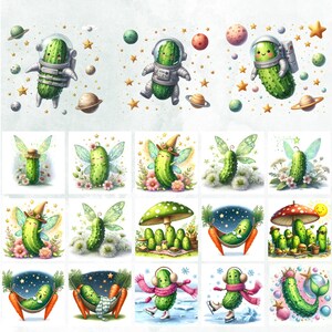 38 Quirky Pickle Cucumber Clipart Bundle | Funny Pickle Pngs ...