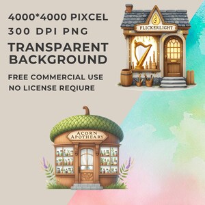 Fairy Shop Clipart Bundle, Fantasy Cottage Graphics (22 Pngs) - Etsy